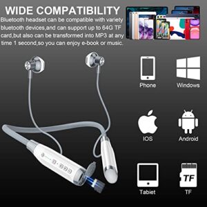 EEAABBR Bluetooth Neckband Headset with TF Card Slot 100 Hours Playtime Wireless Neckband Headphones Built-in Noise Cancelling Mic IPX5 Waterproof Two Ways in-Ear Earphones for Sports,Cycling,E-Books