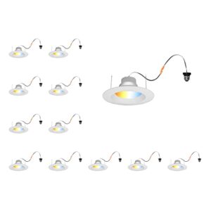 sylvania 5”/6” led recessed downlight with trim, 9w=65w, dimmable, 5 cct selectable (2700k, 3000k, 3500k, 4000k, 5000k), wet rated / ul / energy star -12 pack (62237)