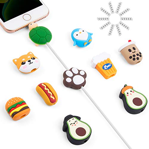 SUNGUY Cute Cable Protector, 20PCS Cable Saver, Fruit Animal Charging Cable Buddies, Cable Protect Sets Compatible for iPhone iPad Charger Cable Only