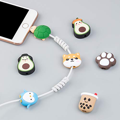 SUNGUY Cute Cable Protector, 20PCS Cable Saver, Fruit Animal Charging Cable Buddies, Cable Protect Sets Compatible for iPhone iPad Charger Cable Only