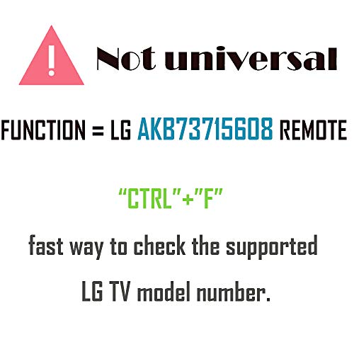 AKB73715608 Replacement TV Remote for LG 39LN5300 32LN530B 42LN5300 42LN5400 50LN5400 47LN5400 55LN5400 50LN5200 32LN5300 50LN5100 47LN5200 55LN5200 50PN4500 50PN6500 with GP Alkaline 2 pcs Batteries