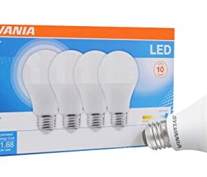 SYLVANIA LED A19 Light Bulb, 100W Equivalent, Efficient 14W, 1500 Lumens, Frosted Finish, Daylight - 4 Pack (78103)