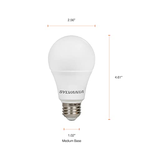 Sylvania A19 LED Light Bulb, 100W = 16W, Dimmable, Medium Base, Frosted Finish, 1600 Lumens, 3500K, Bright White - 4 Pack (40738)