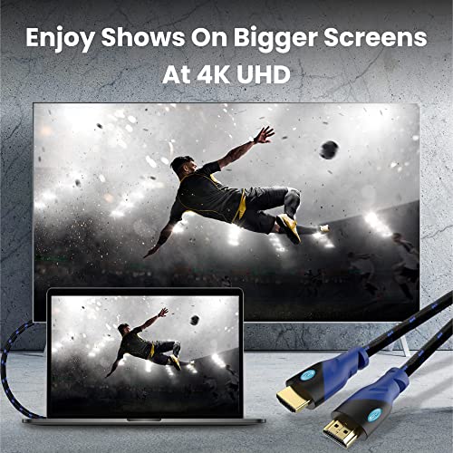 Aurum Ultra Series High Speed HDMI Cable with Ethernet HDMI Extender Braided Cable Supports 3D and Audio Return Channel up to 4k Resolution HDMI Cable 2 Ft 5 Pack