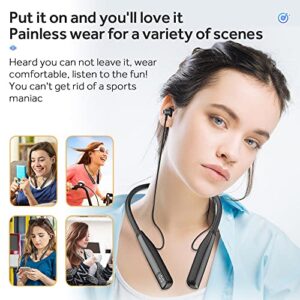 CREVIEW Neckband Bluetooth Headphones,in-Ear Sports Earphones, 100 Hours Playback, Bluetooth 5.3 with Beautiful Music Sound and Microphone for Call. Headphones Gift for Friends