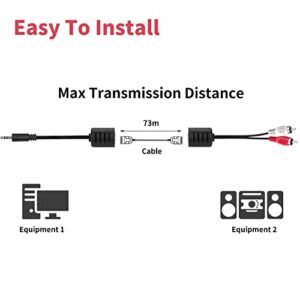 Ullnosoo Audio Balun, RCA Over Cat5/ 6, 3.5mm Stereo to RJ45 and 2 RCA Male to RJ45 Adapter Extender Converter