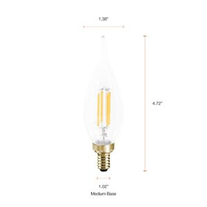 LEDVANCE Sylvania Reduced Eye Strain B10 LED Light Bulb, 40W = 4W, 13 Year, Candelabra Base, Dimmable, Clear, 5000K, Daylight - 12 Pack (41230)