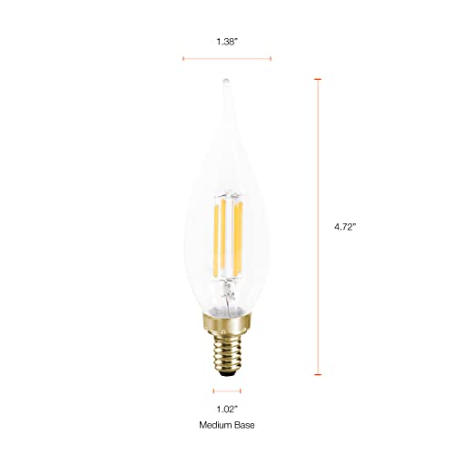 LEDVANCE Sylvania Reduced Eye Strain B10 LED Light Bulb, 40W = 4W, 13 Year, Candelabra Base, Dimmable, Clear, 5000K, Daylight - 12 Pack (41230)