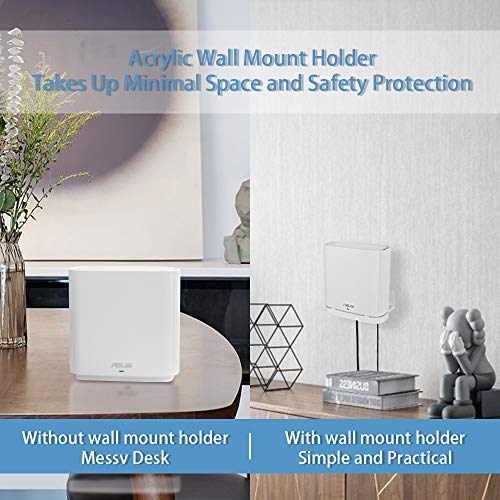 Wall Mount Holder for ASUS ZenWiFi AX Whole-Home Tri-Band Mesh WiFi 6 System (XT8)(CT8)(XT9),Simple and Sturdy Wall Mount Holder Stand Bracket by HOLACA (2 Pack, White)