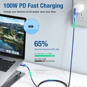 15FT USB C 3.2 Gen2x2 Cable 100W 20Gbps 90 Degree Right Angle USB C to USB C 3.2 Cable with E-Marker, 4K@60Hz Video Output Cord for Thunderbolt 4/3, iMac, MacBook, iPad Pro, Oculus Link, Laptop