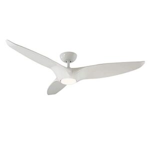 morpheus iii smart indoor and outdoor 3-blade ceiling fan 60in gloss white with 3000k led light kit and remote control works with alexa, google assistant, samsung things, and ios or android app