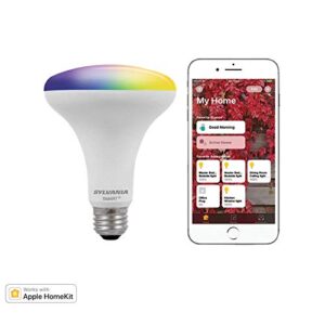 LEDVANCE SYLVANIA General Lighting 74988 SMART+ BR30 Full Color LED Bulb, Works with Apple HomeKit and Siri Voice Control, 1 Pack, Adjustable White