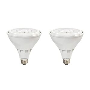 sylvania night chaser led par38 light bulb, 250w = 23w, 22 year, dimmable, super bright 2650 lumens, wet rated, 3000k, white – 2 pack (41359)