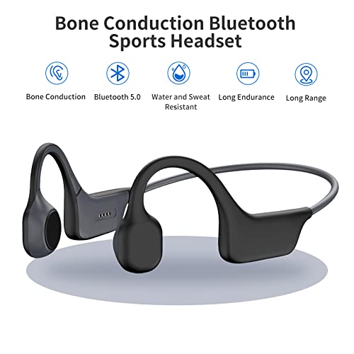 Somune Wireless Bone Conduction Headphones, Open-Ear Bluetooth Sport Headphones, Rainwater Waterproof, Built-in Mic Wireless Earphone for Running Cycling Yoga Hiking Driving Travel