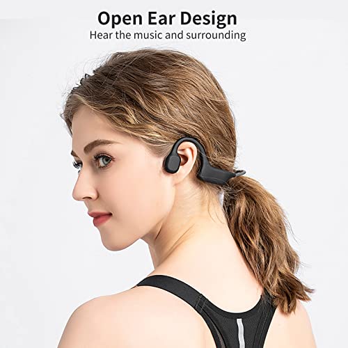 Somune Wireless Bone Conduction Headphones, Open-Ear Bluetooth Sport Headphones, Rainwater Waterproof, Built-in Mic Wireless Earphone for Running Cycling Yoga Hiking Driving Travel