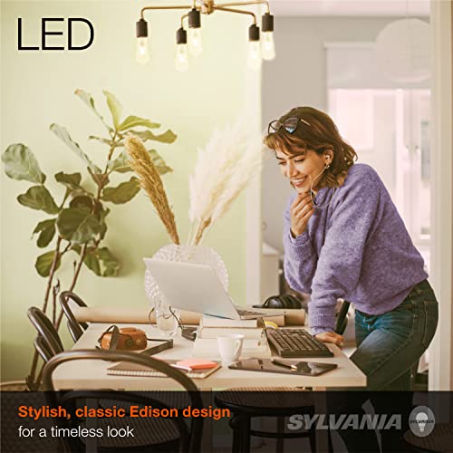 Sylvania LED Vintage Filament ST19 Light Bulb, 40W = 4.5W, 380 Lumens, Dimmable, Amber Glow - 4 Pack (40328)