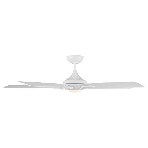 Mykonos Smart Indoor and Outdoor 5-Blade Ceiling Fan 60in Matte White with 3000K LED Light Kit and Remote Control works with Alexa, Google Assistant, Samsung Things, and iOS or Android App