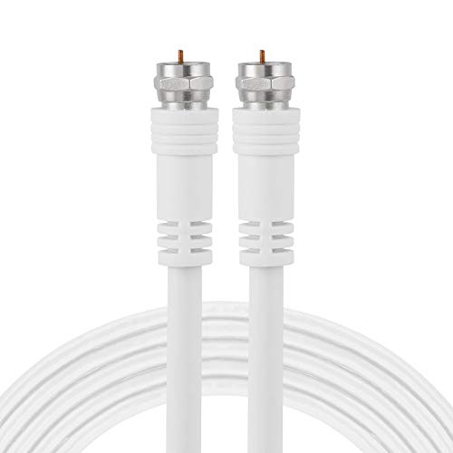 GE RG6 Coaxial Cable, 25 ft. F-Type Connectors, Double Shielded Coax, Input Output, Low Loss Coax, Ideal for TV Antenna, DVR, VCR, Satellite Receiver, Cable Box, Home Theater, White, 33604