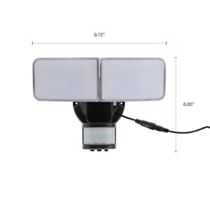 Sylvania Solar Security Wall Mount Light with PIR Sensor, Dual Head LED with Battery, 1000 lm, 5000K, Daylight, White Finish - 1 Pack (62410)