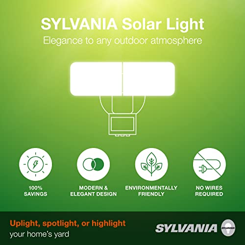 Sylvania Solar Security Wall Mount Light with PIR Sensor, Dual Head LED with Battery, 1000 lm, 5000K, Daylight, White Finish - 1 Pack (62410)