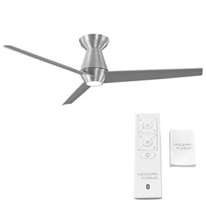 Slim Smart Indoor and Outdoor 3-Blade Flush Mount Ceiling Fan 52in Brushed Aluminum with 3500K LED Light Kit and Remote Control works with Alexa, Google Assistant, Samsung Things, and iOS or Android App