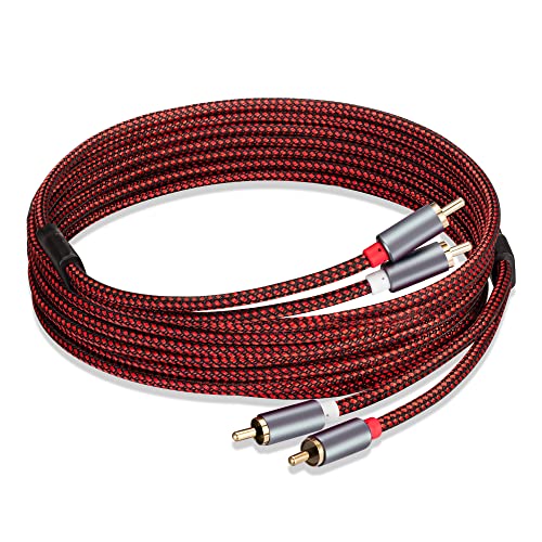 GESSEOR RCA Cable 20 ft 2RCA to 2RCA Cable 2Rca Male to 2-RCA Male Audio Stereo Subwoofer Cable Nylon-Braided Auxiliary Audio Cord for Home Theater, HDTV, Amplifiers, Hi-Fi