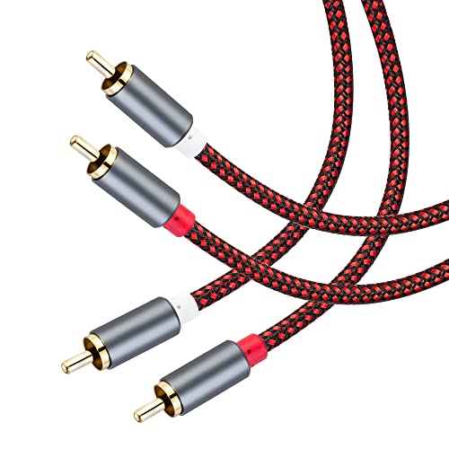 GESSEOR RCA Cable 20 ft 2RCA to 2RCA Cable 2Rca Male to 2-RCA Male Audio Stereo Subwoofer Cable Nylon-Braided Auxiliary Audio Cord for Home Theater, HDTV, Amplifiers, Hi-Fi