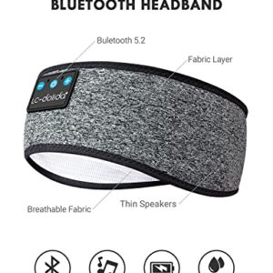 LC-dolida Sleep Headphones Bluetooth Headband, Cozy Band Wireless Sports Headband Headphones with Thin HD Stereo Speakers Perfect for Sleeping, Sport, Yoga, Travel Cool Gadgets for Women Man