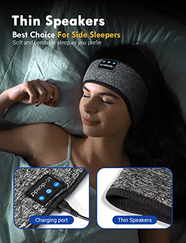 LC-dolida Sleep Headphones Bluetooth Headband, Cozy Band Wireless Sports Headband Headphones with Thin HD Stereo Speakers Perfect for Sleeping, Sport, Yoga, Travel Cool Gadgets for Women Man