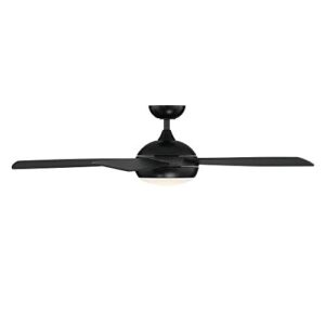 WAC Smart Fans Odyssey Indoor and Outdoor 5-Blade Ceiling Fan 54in Matte Black with 3000K LED Light Kit and Remote Control works with Alexa and iOS or Android App