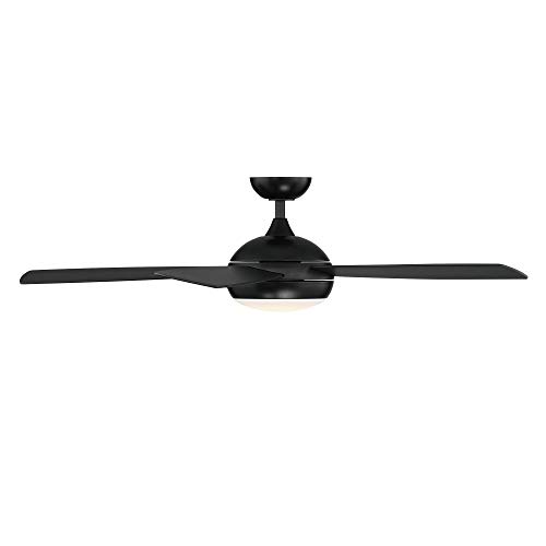 WAC Smart Fans Odyssey Indoor and Outdoor 5-Blade Ceiling Fan 54in Matte Black with 3000K LED Light Kit and Remote Control works with Alexa and iOS or Android App