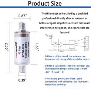 GROWORD-5G LTE Filter for TV Antenna Signal Purifier-Improve Digital HDTV Antenna and Amplifier Signals-4G/5G RF Filter Reduce Interference from Cell Phone Towers&Transmitters Frequency Range 5-698Mhz