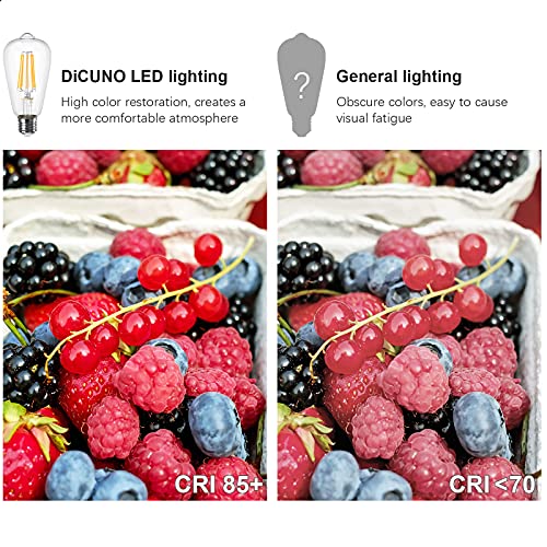 DiCUNO ST64 Edison Bulb Dimmable, Vintage LED Filament Light Bulbs, Warm White 2700K, 10W (100 Watt Equivalent), 1100 Lumens, 120V, E26 Standard Medium Base Clear Glass Retro Lighting, 6 Packs