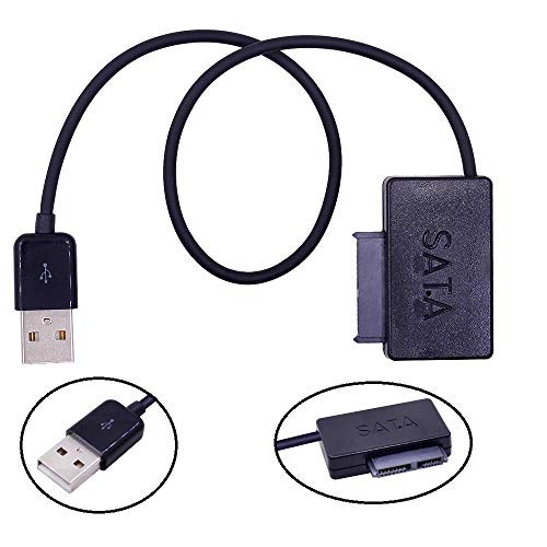 Cotchear USB 2.0 to Sata 7+6 13Pin Adapter Converter Cable for Laptop CD/DVD ROM Slimline Plug and Play Drive Data Transfer Cord