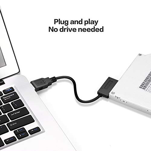 Cotchear USB 2.0 to Sata 7+6 13Pin Adapter Converter Cable for Laptop CD/DVD ROM Slimline Plug and Play Drive Data Transfer Cord