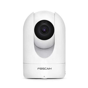 foscam home security camera r4s 4mp(2k) wifi camera, 2.4/5ghz wireless ip indoor camera with ai human detection & sound detection, 33ft night vision, 2-way audio,compatible with alexa, white