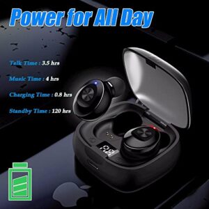 Earbuds Mini Headphones Headset, Hi-Fi Stereo in-Ear Earphones with 300Mah Charging Case, Touch Control, IPX5 Waterproof with LED Display Built-in Mic for Sports, Workout, Gym