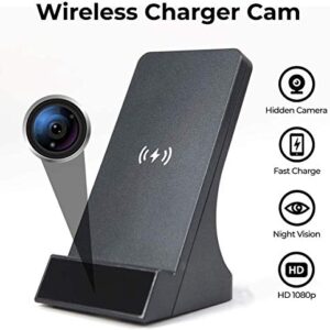 LIZVIE Wireless Charger with Spy Hidden Camera, 1080P HD Mini Smart Nanny Security Cam WiFi Remote Viewing/Night Vision/Motion Detection