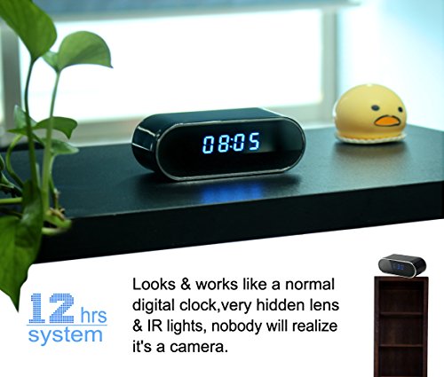 Hidden Camera Clock,HD 1080P WiFi Alarm Clock Camera with Night Vision/Motion Detection/Loop Recording Wireless Security Camera,Monitor Video Recorder Nanny Cam No Audio