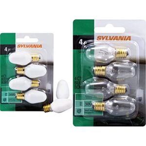 ledvance ledvancesylvania incandescent 4w c7 night light bulb, warm white – 4 pack (13553) & incandescent light bulb, c7, 4w, candelabra base, 15 lumens, soft white – 4 pack (13549)