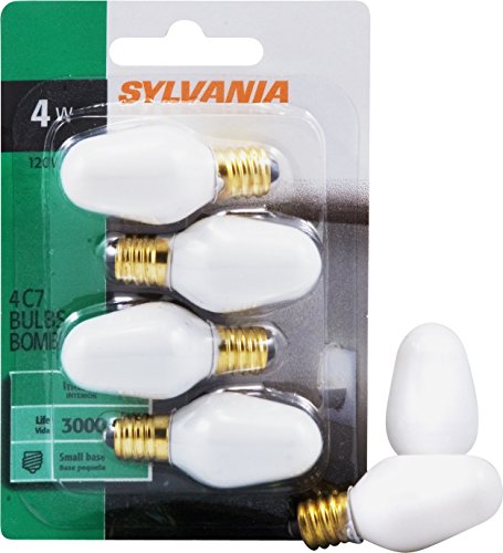 LEDVANCE LEDVANCESYLVANIA Incandescent 4W C7 Night Light Bulb, Warm White - 4 Pack (13553) & Incandescent Light Bulb, C7, 4W, Candelabra Base, 15 Lumens, Soft White - 4 Pack (13549)