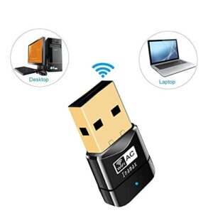 USB WiFi Adapter, AC600 Mini Wireless Network WiFi Dongle for PC/Desktop/Laptop, Dual Band (2.4G/150Mbps+5G/433Mbps) 802.11 ac, Support Windows 11/10/8/8.1/7/Vista/XP, Mac OS 10.9-10.15