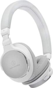 audio-technica ath-sr5btwh bluetooth wireless on-ear high-resolution audio headphones, white