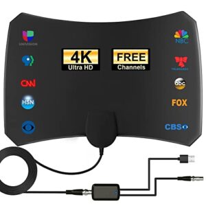 tv antenna, antenna tv digital hd indoor 180+ miles long range indoor hdtv antenna support 4k 1080p all older tvs vhf uhf tv free local channels digital hd antenas