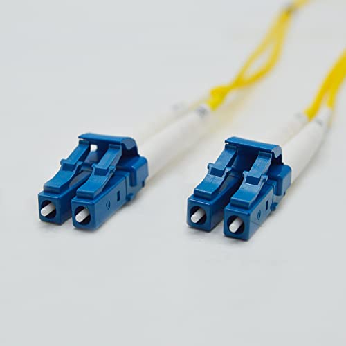 FiberCablesDirect - 3M OS2 LC LC Fiber Patch Cable | Duplex 9/125 LC to LC Singlemode Jumper 3 Meter (9.84ft) | Length Options: 0.5M-300M | 1g 10g sfp 10gbase lc/lc dx Yellow Zip-Cord PVC ofnr lc-lc