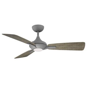 Mykonos Smart Indoor and Outdoor 3-Blade Ceiling Fan 52in Graphite Weathered Wood with 2700K LED Light Kit and Remote Control works with Alexa, Google Assistant, Samsung Things, and iOS or Android App