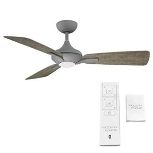 Mykonos Smart Indoor and Outdoor 3-Blade Ceiling Fan 52in Graphite Weathered Wood with 2700K LED Light Kit and Remote Control works with Alexa, Google Assistant, Samsung Things, and iOS or Android App