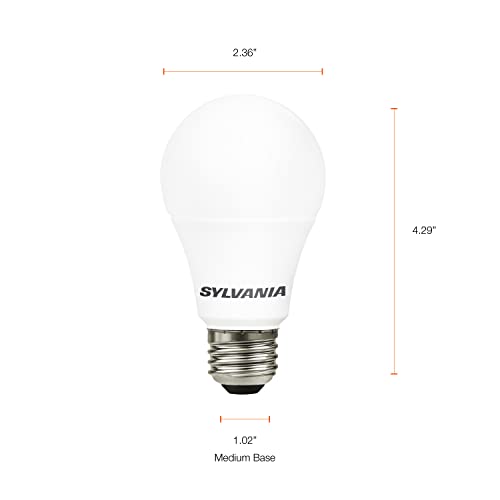 SYLVANIA LED Light Bulb, 40W Equivalent A19, Efficient 6W, Medium Base, Frosted Finish, Soft White - 1 Pack (74076)