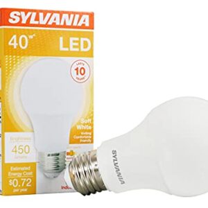 SYLVANIA LED Light Bulb, 40W Equivalent A19, Efficient 6W, Medium Base, Frosted Finish, Soft White - 1 Pack (74076)