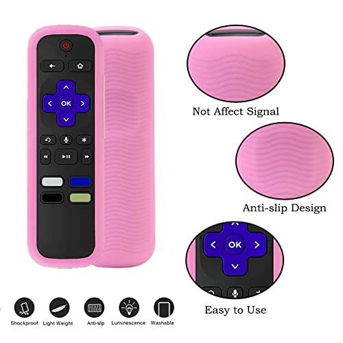 2Pack Remote Case for Roku - Taiyiluo Silicone Protective Controller Cover Compatible with TCL Roku Remote,Universal for Hisense Roku Express 4K+ 2021 | Roku Streaming Stick+(Glow Pink & Glow Blue)